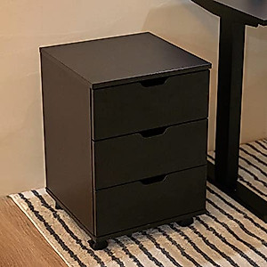 VICLLAX 3 Drawer Dresser Mobile Cabinet Under Desk Storage for Home Office, Fully Assembled Except Casters, Black Finish