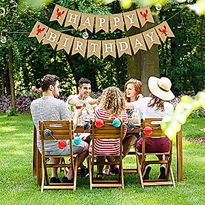 Jute Burlap Crawfish Boil Happy Birthday Banner Rustic Summer Lobster Photo Booth Backdrop Decoration