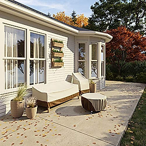 Amazon Basics Dining Arm Chair Outdoor Patio Furniture Cover, Set of 2, Beige / Tan