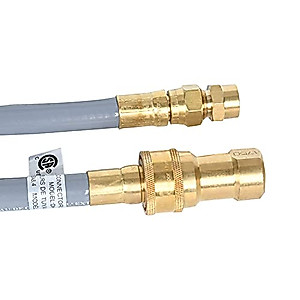 GasSaf 24 Feet 1/2" ID Natural Gas Hose with Quick Connect/Disconnect Hose Assembly with 3/8" Female Flare by 1/2" Male Flare Adapter for NG/LPG Appliance