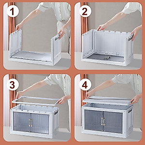 MOPUP Closet Organizers and Storage - 132 QT Stackable Storage Bins with Lids and Doors and Wheels, Dorm Room Essentials, 32 Gal Collapsible Stackable Storage Bins, Plastic