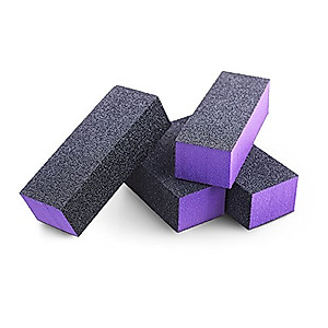 Beautyflier 10 Pack Nail File Buffer Block 3 Way 180 Grit Emery Board Nail Polish Sanding Buffing Block Files Salon Manicure Pedicure Kit (Purple)