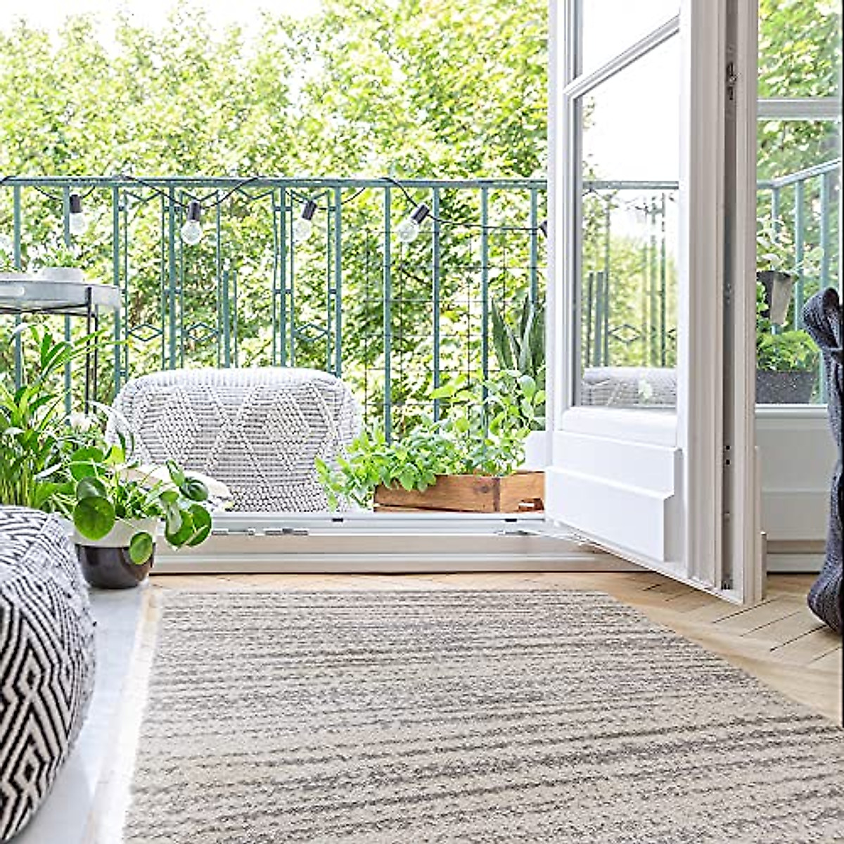 Gertmenian Air Shag Fresh Collection , Classic Plush Microfiber Shag Rug , Bedroom Nursery Living Room Dining Room Dorm Room , 9x13 Ft Extra Large, Vintage Abstract Lines, Gray, 18607