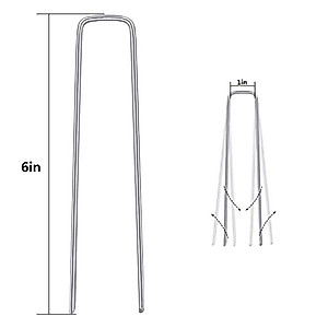 HOOPLE 100 PC 6'' 11 Gauge Heavy Duty U-Shaped Securing Garden Stakes Pins - Sod Fence Landscape Staples for Anchoring Weed Barrier and Landscape Fabric, Premium Ground Stakes(100)