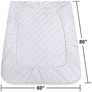 Utopia Bedding Fitted Sheet Queen Grey with Mattress Pad Quilted Fitted White (Pack of 2)