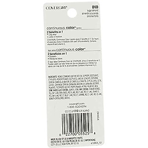 CoverGirl Continuous Color Lipstick, Sugar Almond [010], 0.13 oz (Pack of 5)