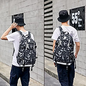 FLYMEI Cool Backpack for Boys, Lightweight Teens Backpack for School, Bookbags with USB Charging Port (Grey)