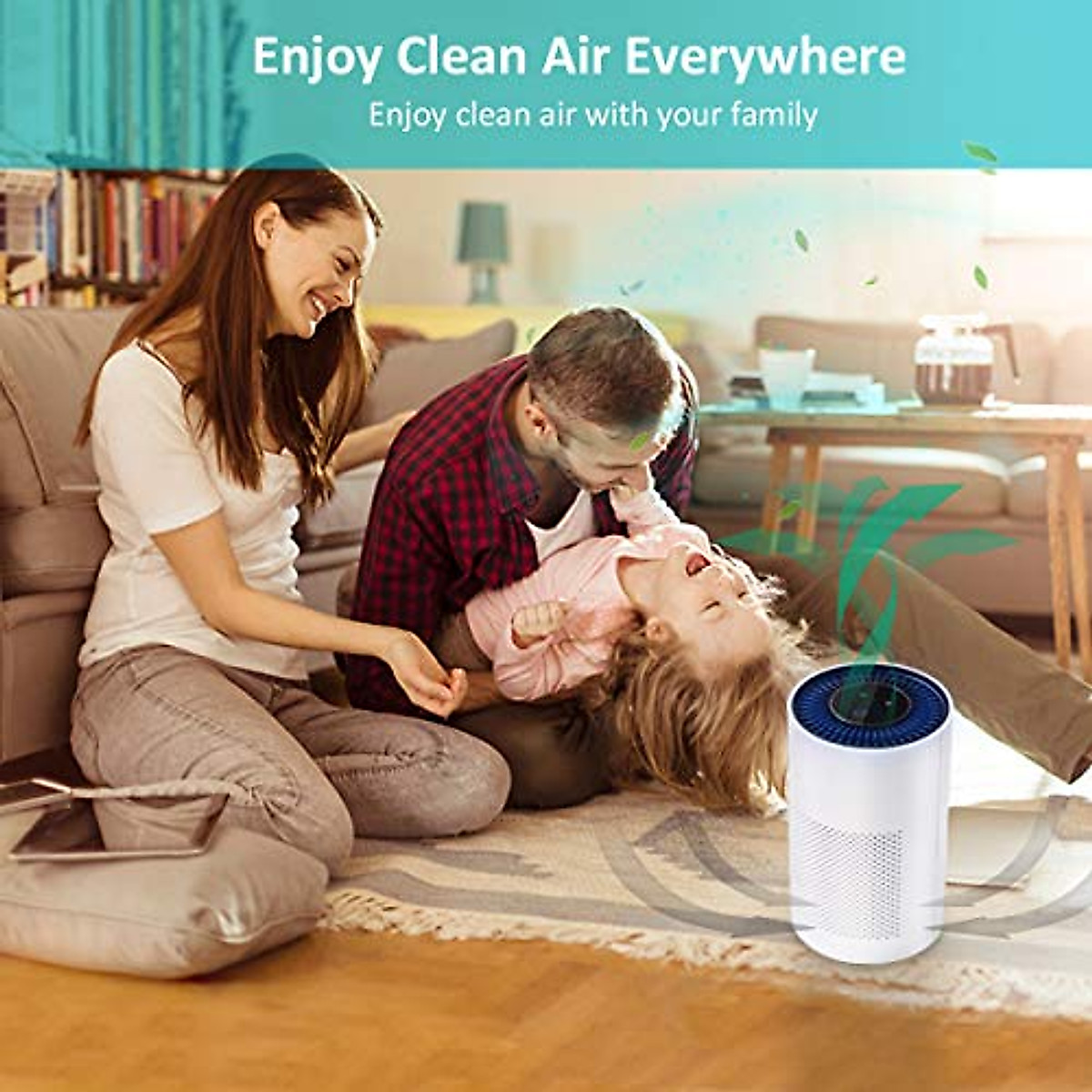 WSTA Portable Small Hepa Air Purifiers for Home,Bedroom,Office-White,W080C