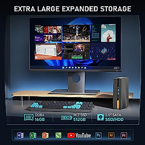 ACEMAGIC Mini PC Intel i7-11800H(8C/16T up to 4.6GHz) 16GB DDR4 512GB SSD, Mini Desktop Computers Support 4K Triple Display/USB3.2/Type C/HDMI/WiFi6/BT5.2, Mini Gaming PC for Office,Business,Home