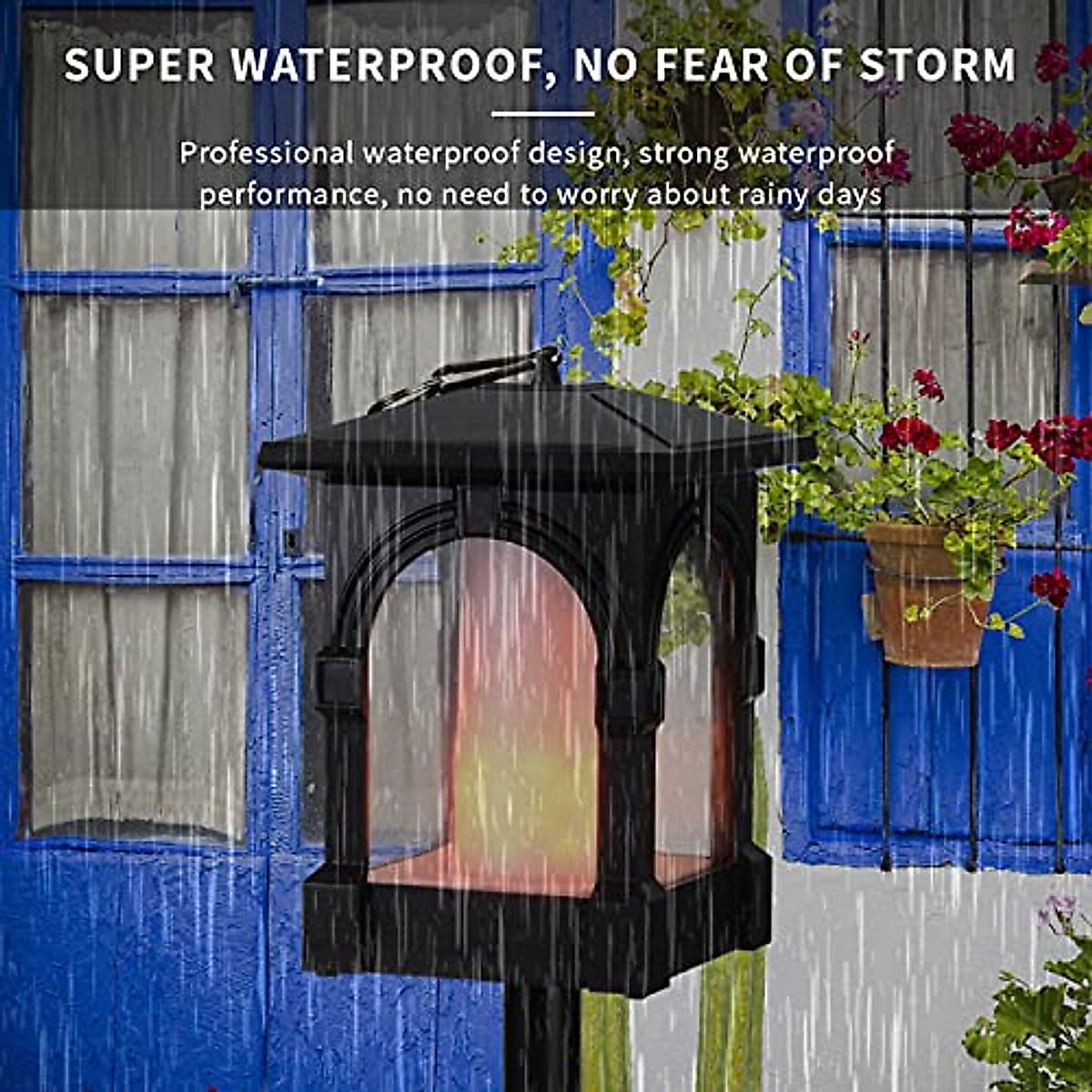 ARGCVU 99LEDs Solar Flame Lights with Lighting Controller,Outdoor Waterproof Solar Lantern with The Alternate USB Charging for Garden,Yard,Patio,Balcony(2PACK)