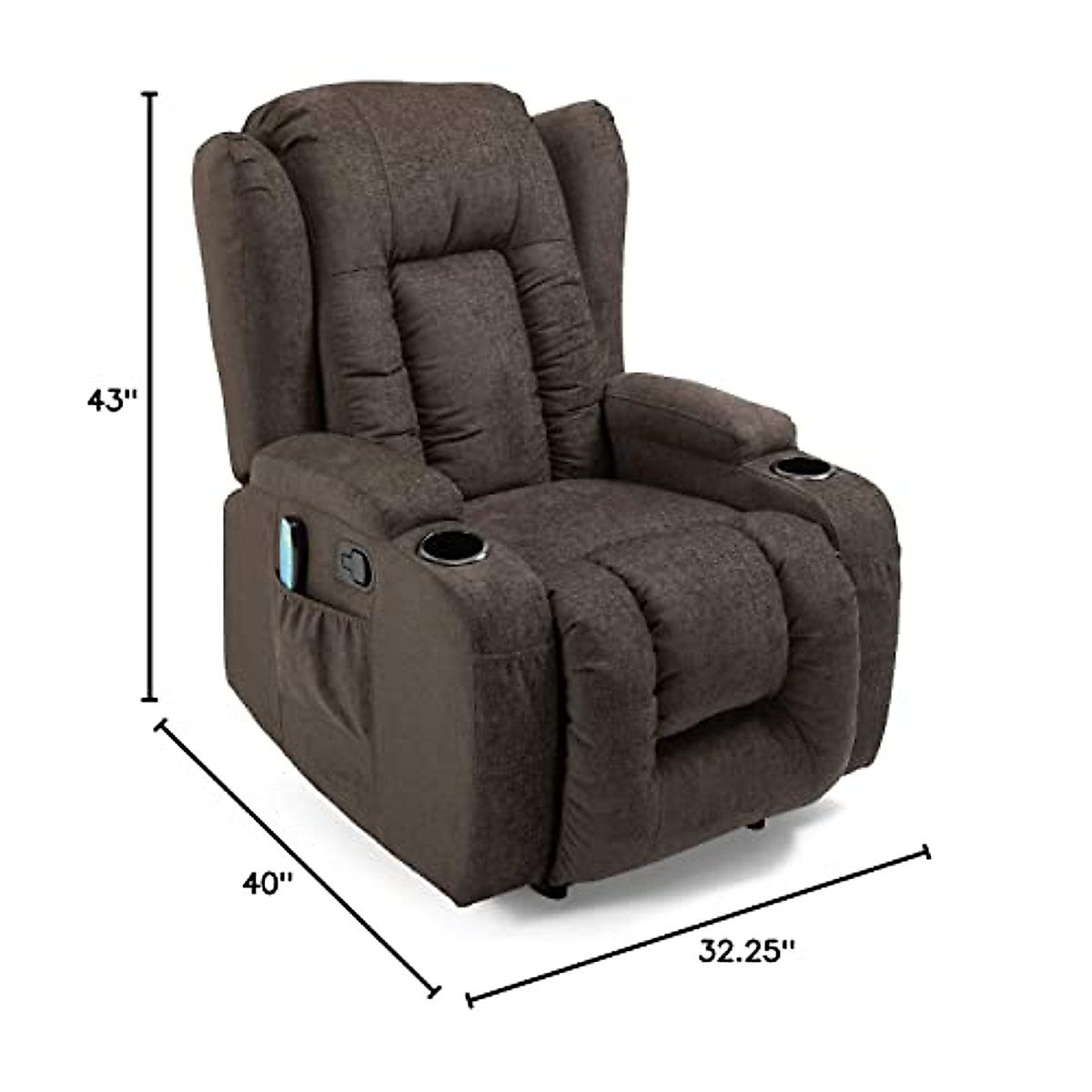 Christopher Knight Home Lavonia Massage Recliner, Brown + Black