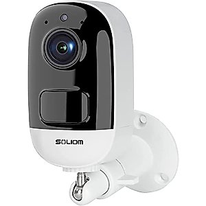 SOLIOM Security Camera Outdoor Wireless Battery Powered,1080P WiFi Indoor Home System with IP67 Waterproof,Night Vision,2-Way Audio,Siren Alarm,Motion Sensor,Schedulable Working Time B06