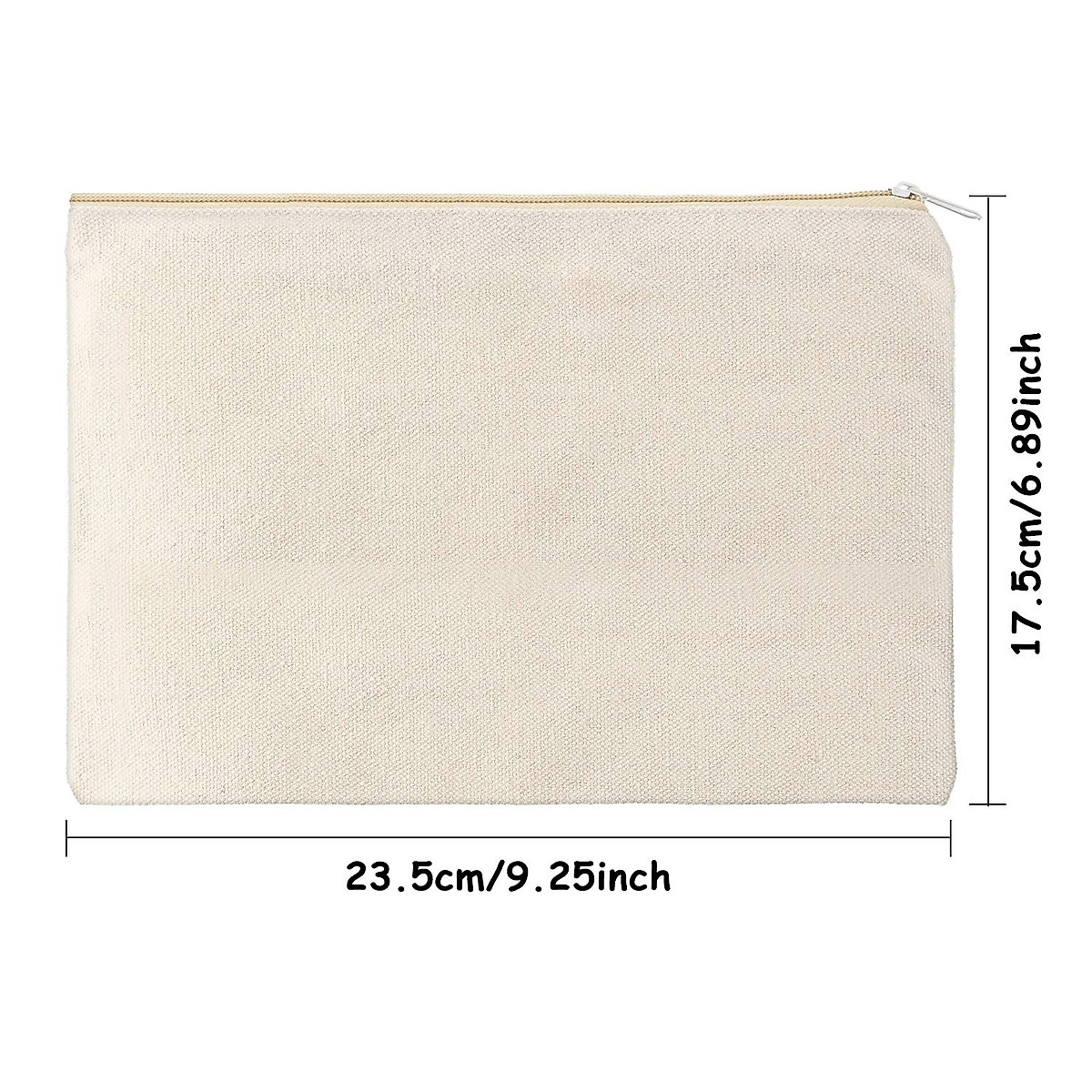 Gejoy 10 Pieces Cosmetic Canvas Pouch Bag Multipurpose Makeup Bag with Zipper Cotton Canvas Travel Toiletry Pouch DIY Craft (L, Beige)