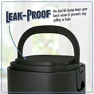 Nostalgia Portable 20-Ounce Electric Heated Lunch Box – Travel Size 2.5 Cup Capacity for Soup, Chili, and Leftovers – Leak Proof Silicone Sealed Lid, Foldable Carry Handle, Detachable Cord – Black