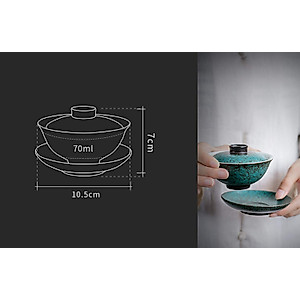 DehuaYao Chinese Traditional Green Porcelain Gaiwan ceramic Tea Cup（Tea Cup Comprised of Cup, Saucer and Lid ）