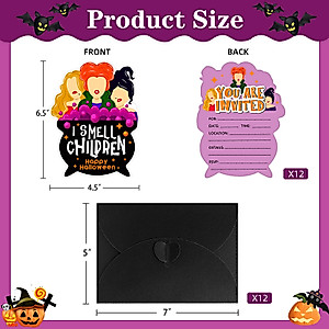 SICOHOME Halloween Party Invitations - 12pcs 5"x7" Halloween Birthday Invitations with Envelopes for Kids Adult Baby Shower Halloween Greeting Cards Hocus Pocus Invitations Party Favors Supplies