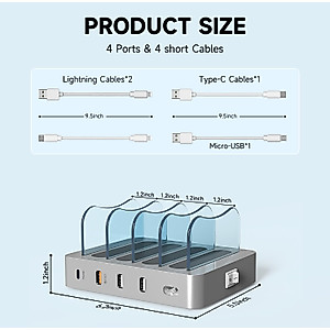 USB Charging Station Multiple Devices: 20W Fast Phone Charger Stand Dock, Compatible with Apple Cellphone iPad iPhone Tablet and Other Electronic