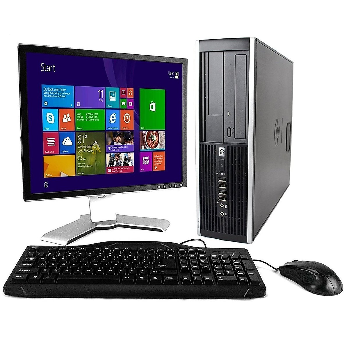 HP Elite Desktop Computer Tower PC, Intel Core i5, 4 GB Ram, 500 GB HDD (Upgrades Available) WiFi, DVD-RW, Complete PC with 17" Monitor, K.B & Mouse, Windows 10 (Renewed)