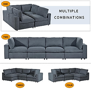 DREAMODERN Modular Sofa Sectional Couch for Living Room, Futon Sofa Upholstered Reversible Couch for Apartment - Grey