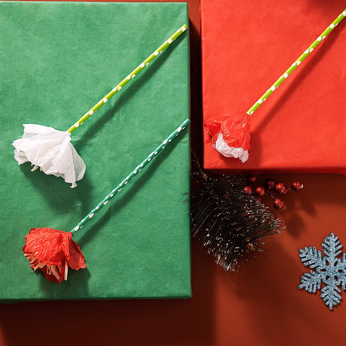 JOYIN 72 Sheets Christmas Tissue Paper Assortment (Red, Green & White) in 20" x 20" for Christmas Wrapping Tissue Paper, Party Supply