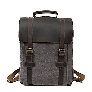 Canvas Backpack For Men Outdoor Travel Rucksack Working Laptop Bag (Color : G, Size : 15.6 * 12.5 * 4in)