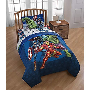 Jay Franco Marvel Avengers Blue Circle Bed Set, Twin