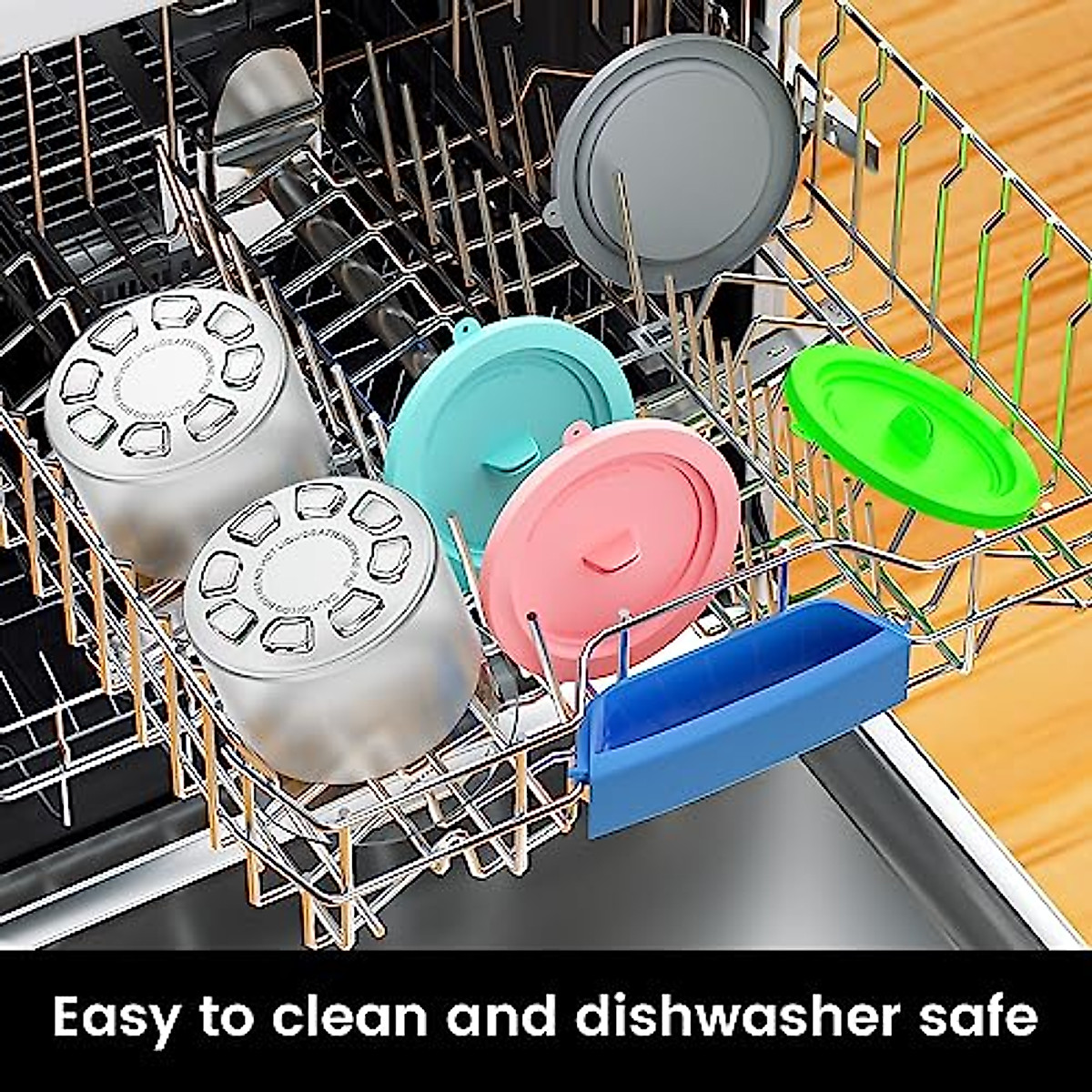 Kusamue Creami Pint Containers and Lids - 4 pack with Handle Replacement for Ninja Creami NC301 NC300 NC299AMZ NC300s CN305A CN301CO C3201 Deluxe All Series, 16oz Cups Ice Cream Makers Kitchen