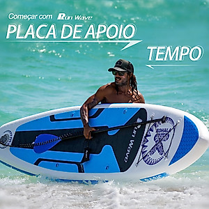 Run Wave Inflatable Stand Up Paddle Board 11'×33''×6''(6'' Thick) Non-Slip Deck with Premium SUP Accessories | Wide Stance, Bottom Fins for Surfing Control | Youth Adults Beginner (Kohala Blue)