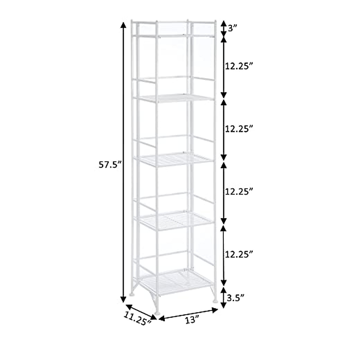 Xtra Storage 5 Tier Folding Metal Shelf (Color : White)