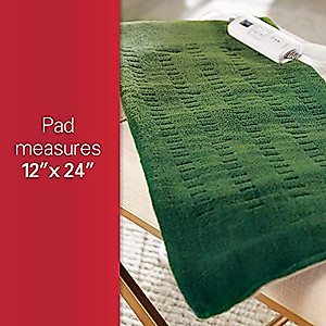 Sunbeam Heating Pad for Back, Neck, and Shoulder Pain Relief with Auto Shut Off and 6 Heat Settings, Extra Large 12 x 24", Green