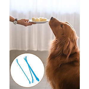 QWORK Double-Headed Pet Toothbrushes for Dogs and Cats, 8.66" Length, Soft Nylon Bristles, Blue, Dental Care Cleaning Kit for Pets, 200 Pcs