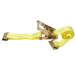 NovelBee Wheel Chock Tie Down Kit, Trailer Tie Down System for UTV, ATV & Mower (Yellow Wheel Chock & Yellow Strap)