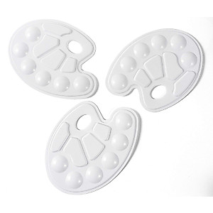 BOOMIBOO Paint Tray Palettes Plastic Pallets with Thumb Hole for Kids,Adults,Students to Acrylic Oil Watercolor Craft Supplies DIY Art Painting,3 pcs