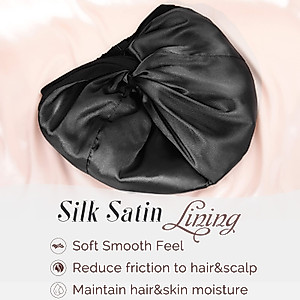 YANIBEST Turbans for Women Satin Bonnet Silk Bonnet for Sleeping Turban Head Wraps for Women Adjustable Twisted Turban Headwrap Black
