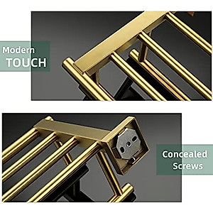 VELIMAX Bathroom Towel Rack, Bathroom Shelf with Towel Bar, Gold Towel Rack Wall Mounted, 18/8 Stainless Steel, Contemporary, Heavy Duty and Rustproof, 23.6-Inch