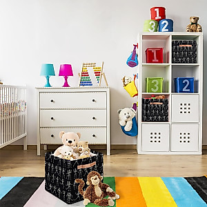 13x13x13 Storage Cube Bins Cute Halloween Skull Storage Cubes 13 inch Collapsible Storage Bins Cubby Storage Baskets for Organizing Shelf Cabinet Bookcase Boxes