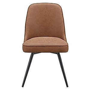 OSP Home Furnishings Penton Swivel Chair with Padded Seat and Black Legs 2-Pack for Dining or Home Office Use, Sand Brown Faux Leather