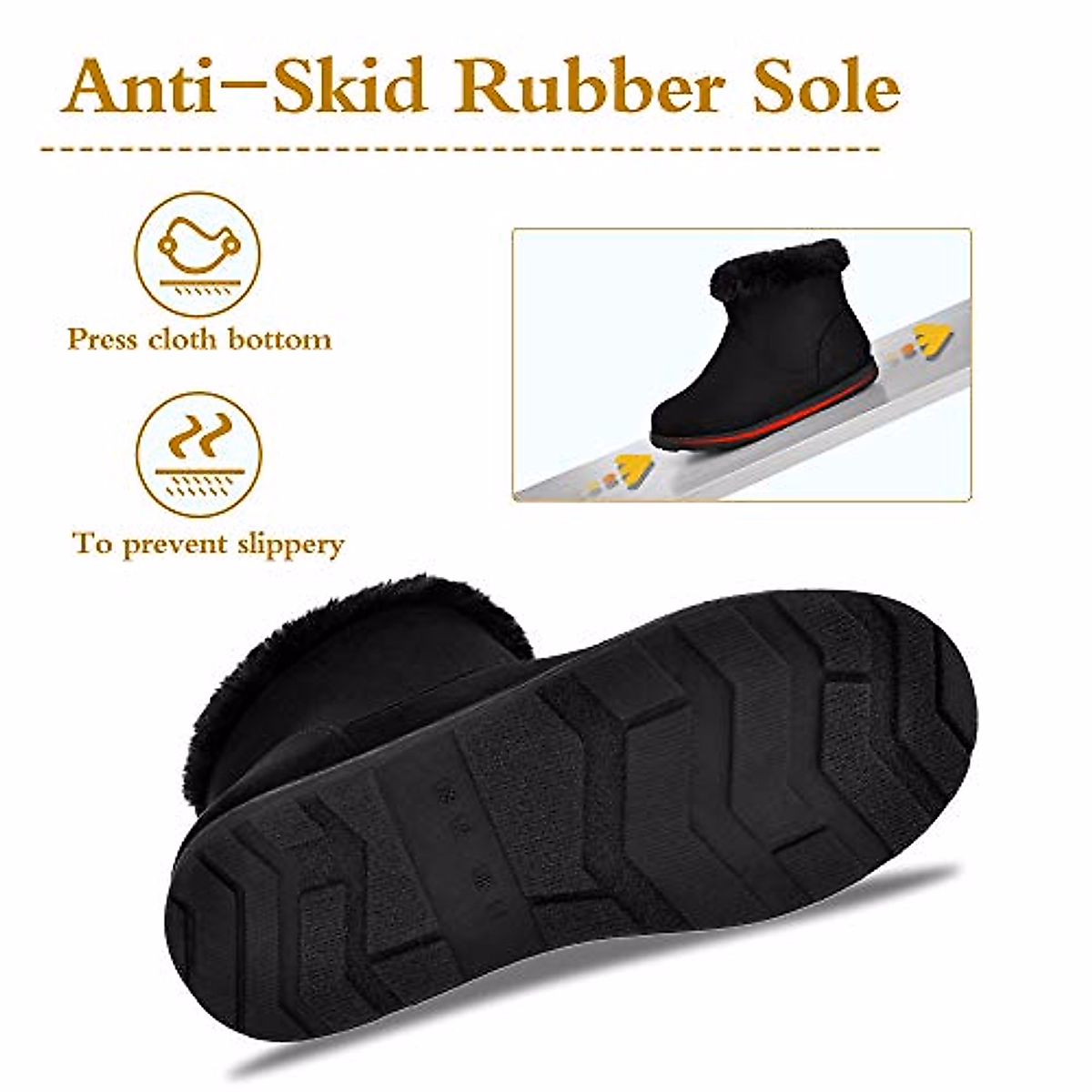 festooning Girls Faux Fur Shearling Style Boots Girls Warm Winter Non-Slip Zip Snow Boots for Indoor Outdoor Black Size 4