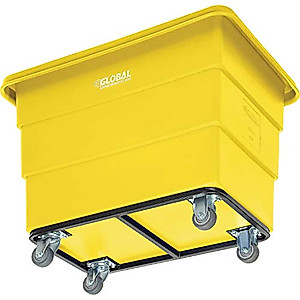 Global Industrial 8 Bushel Plastic Bulk Box Truck, Steel Chassis Base, Yellow, 33-3/10"L x 24-3/5"W x 27-2/5"H