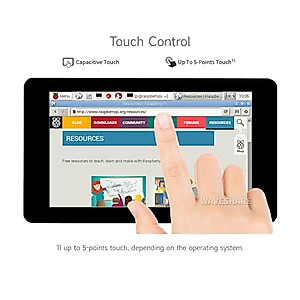Waveshare 7inch Capacitive Touch Display, Compatible with Raspberry Pi 5/4B/3B/Zero/Zero W/Zero 2W/Pico/Pico W/Pico WH, 800×480, DSI Interface