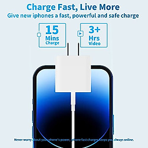 3 Pack iPhone Fast Charger, USB C Charger 20W [Apple MFi Certified] iPhone Charger PD USB C Wall Charger Adapter with 6FT USB C to Lightning Cable for iPhone 14/13/12/11/X/XR/XS/8, iPad, AirPods Pro