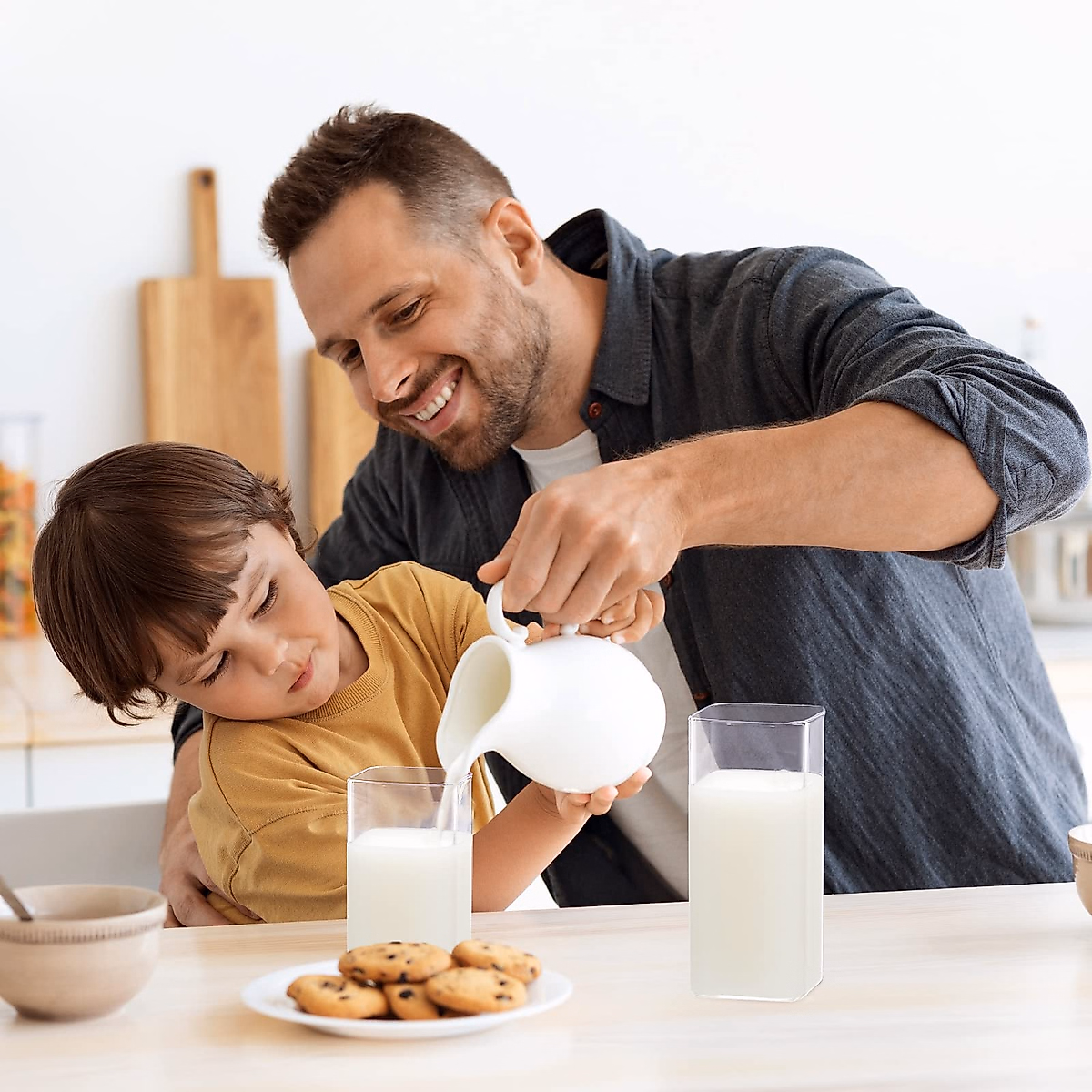 Set of 6 Square Drinking Glasses 8 oz 13 oz 17 oz Square Glass Cups Tumbler Clear Tall Cute Cocktail Glasses Thin Bar Glassware Highball Water Glasses for Iced Tea Juice Beer Coffee Mixed Drink
