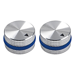 2Pcs Yootones 25 x 15.5mm Guitar knob Potentiometer Control Knob Volume Audio Electric Guitar Bass knob Screw Type Silver Aluminum Alloy & Rubber Ring Compatible with 6mm diameter shaft (Blue)