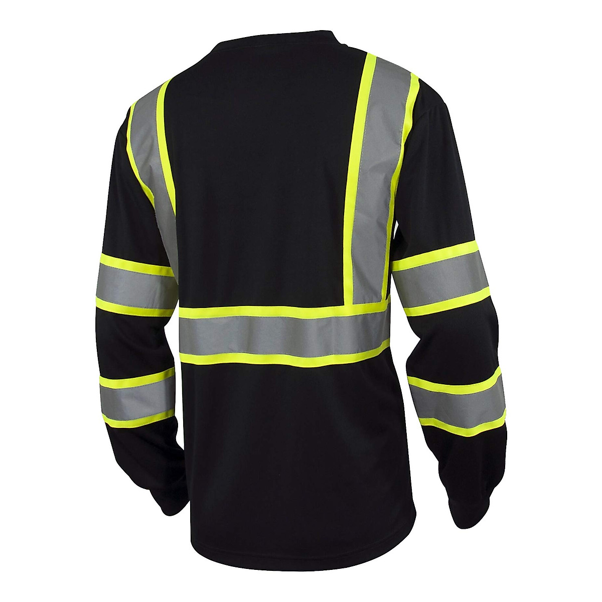 L&M Hi Vis Class 3 T Shirt Reflective Safety Black Long Sleeve HIGH Visibility 39 (XL, Black)