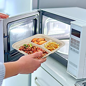 Kaderron 50 Pack 8 Inch To Go Containers Clamshell Food Containers 34 OZ, 3 Compartment Take Out Boxs Microwave Safe for Food Servicing