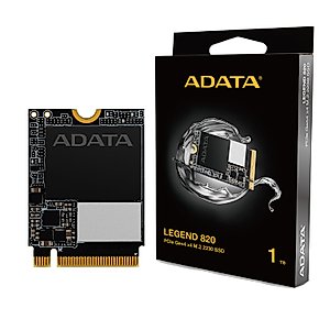 ADATA 1TB 2230 SSD, Legend 820, NVMe PCIe Gen4 x 4 M.2, R/W Speed up to 5,000/4,500MB/s, Internal Solid State Drive