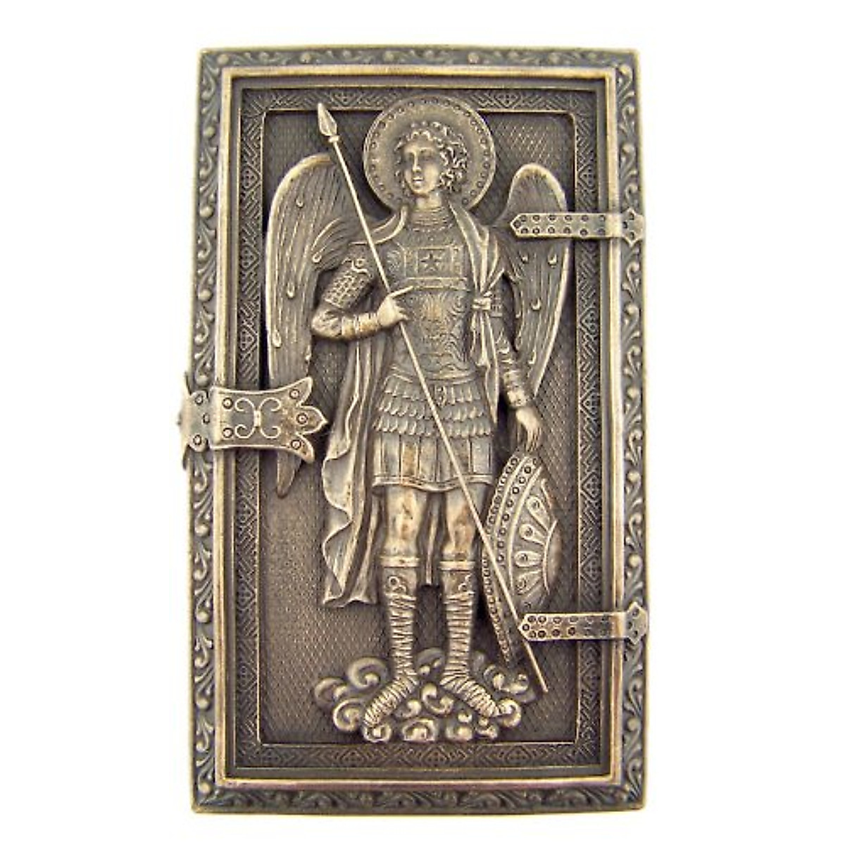 Archangel Saint St Michael Cold Cast Bronze Rosary Relic or Keepsake Case Framed Trinket Box