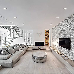 Globe Electric 90671 5" Rust Proof Indoor/Outdoor Ridged Baffle Round Trim Recessed Lighting Kit, White, Easy Install Push-N-Click Clips, 4.5" Hole Size, Dimmable, Ceiling Light Fixture, Porch Light