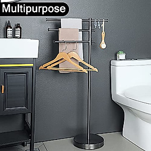 Sayayo Freestanding Towel Rack for Bathroom, 39 Inch Towel Holder for Bathroom Towel Stand Floor with 3 Adjustable Towel Bar, Gunmetal 