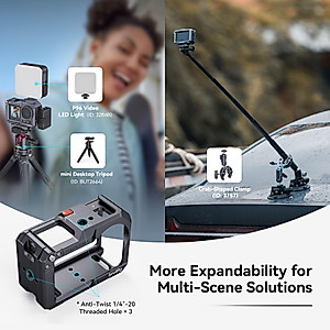 SMALLRIG Action 3 Action 4 Camera Cage for DJI, Protective Cage Compatible for DJI Mic, Protective Frame for DJI Osmo Action 3 Action 4-4119B